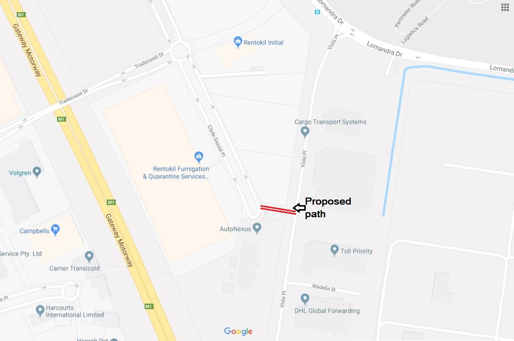 Viola Pl to Clyde Gesel Pl map – Space for Cycling Brisbane